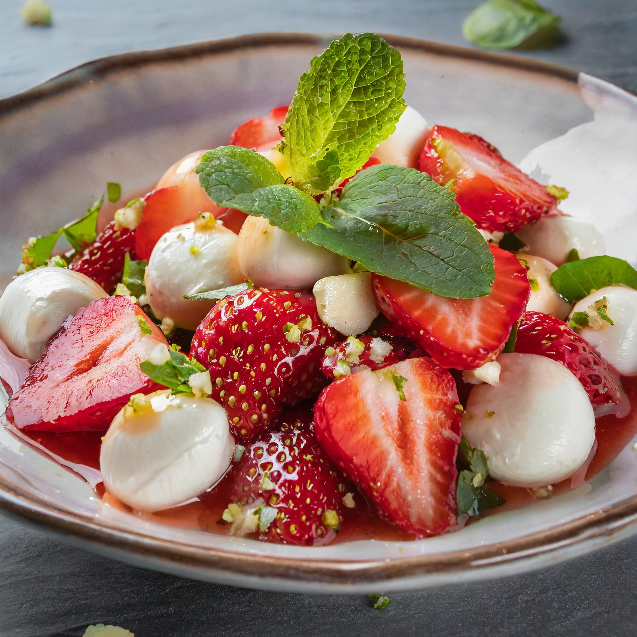 Recette de Salade de fraises et de bocconcini