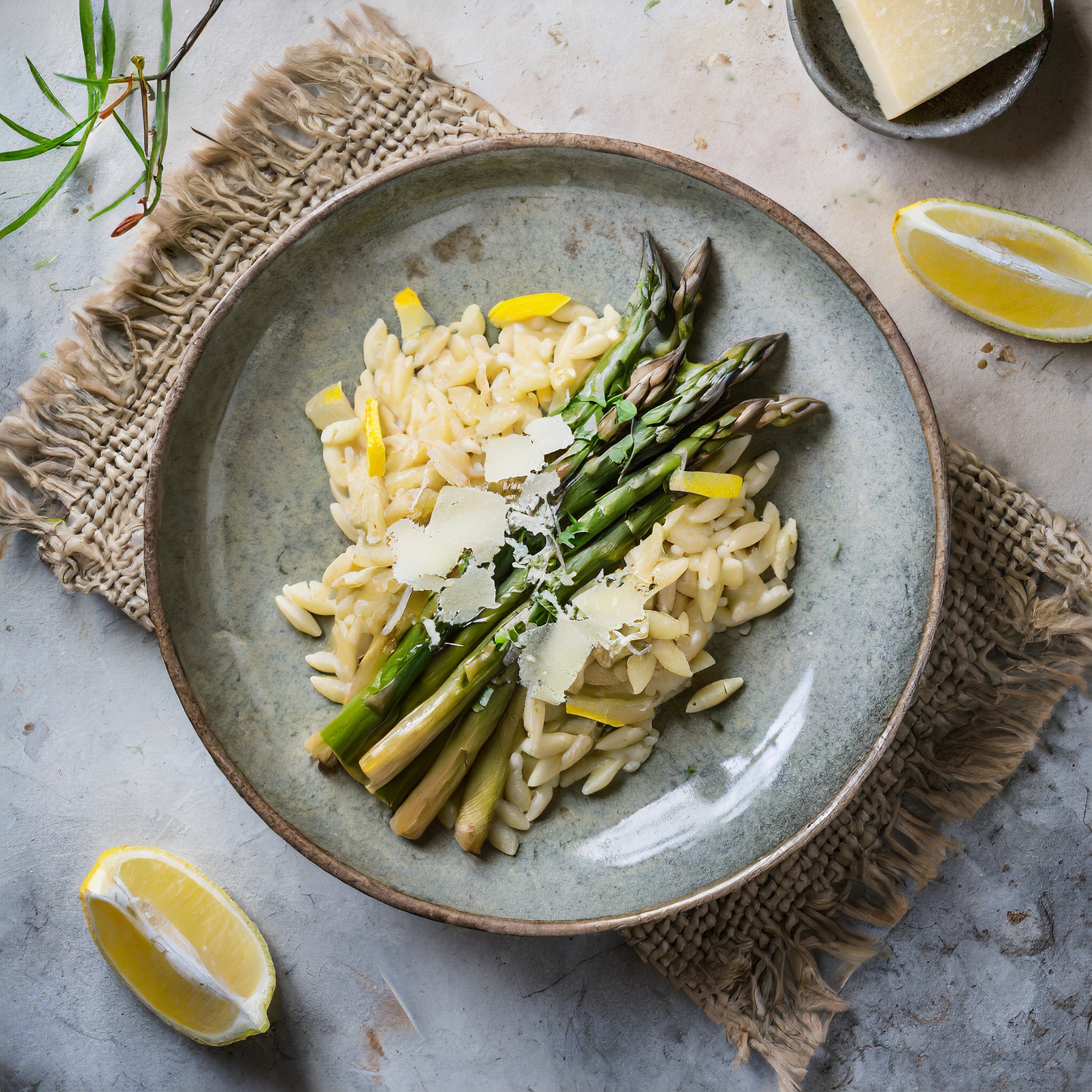 Recette de Orzo aux asperges, citron & parmesan