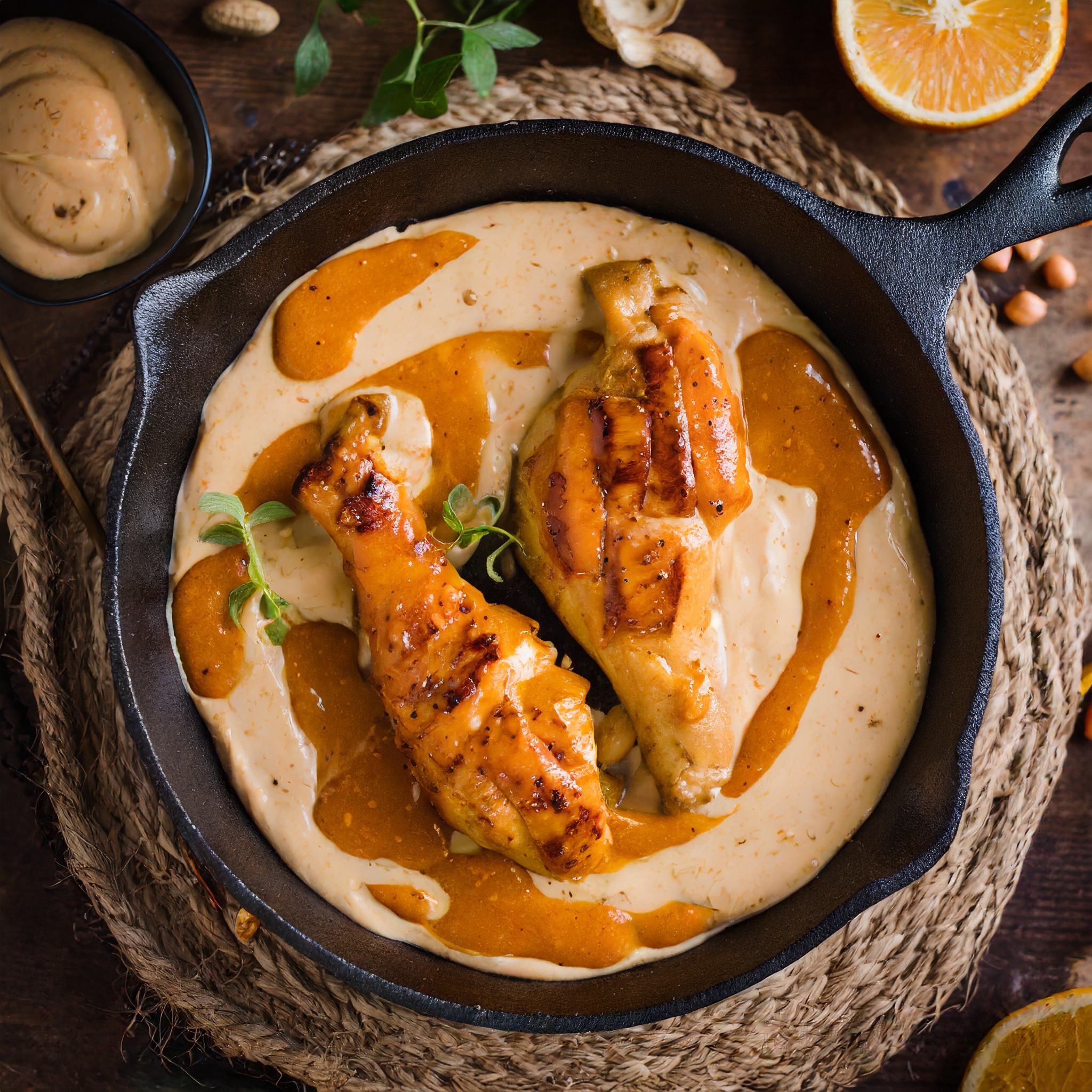 Recette de Poulet grillé, sauce crémeuse épicée aux arachides